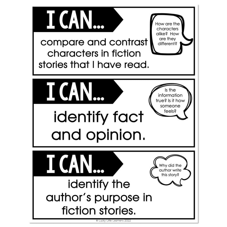 1st Grade I Can Statements - Reading - Set 7 - Lucky Little Learners