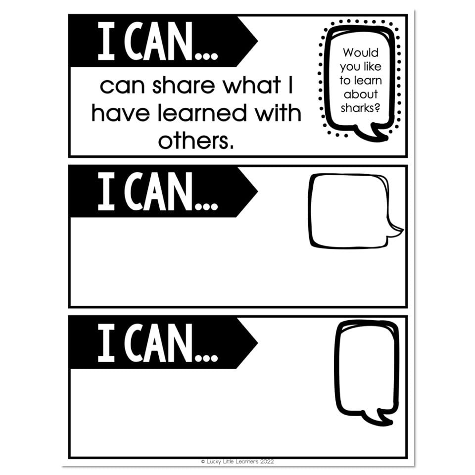 1st Grade I Can Statements - Writing - Set 12 - Lucky Little Learners
