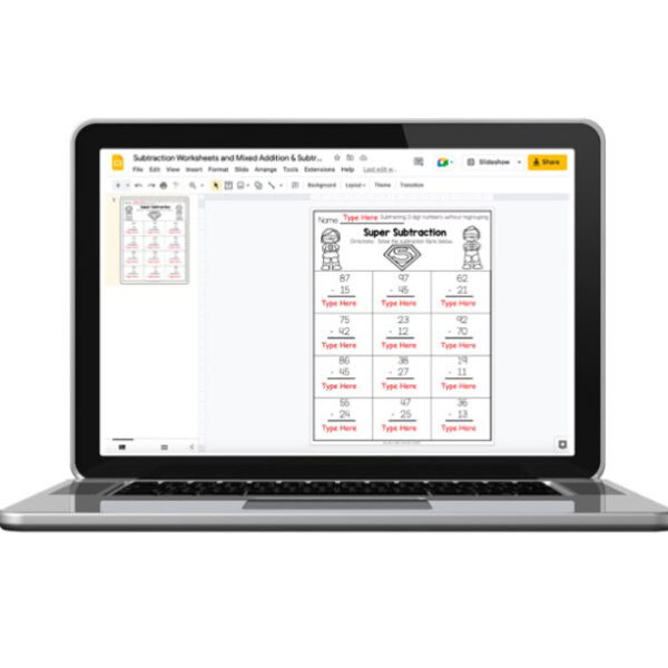 Digital 2nd Grade Math Worksheets - 2-Digit Subtraction Without ...
