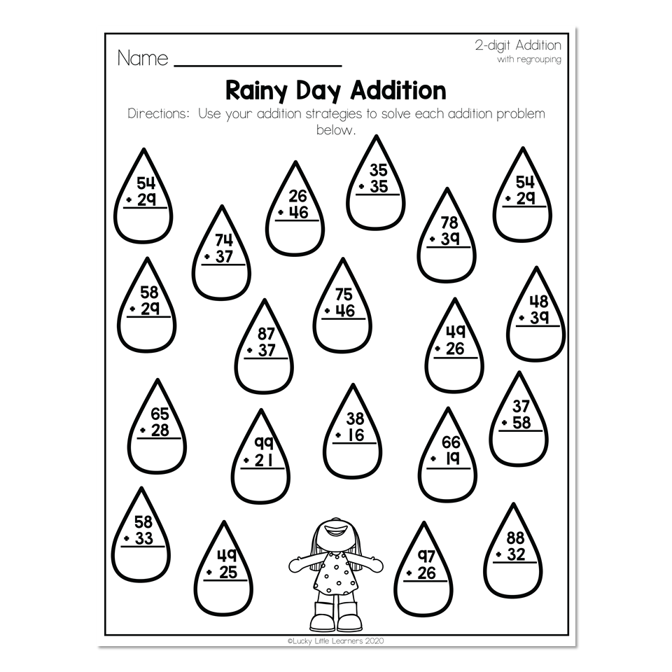Addition Worksheets For Grade 1 With Regrouping 200x297
