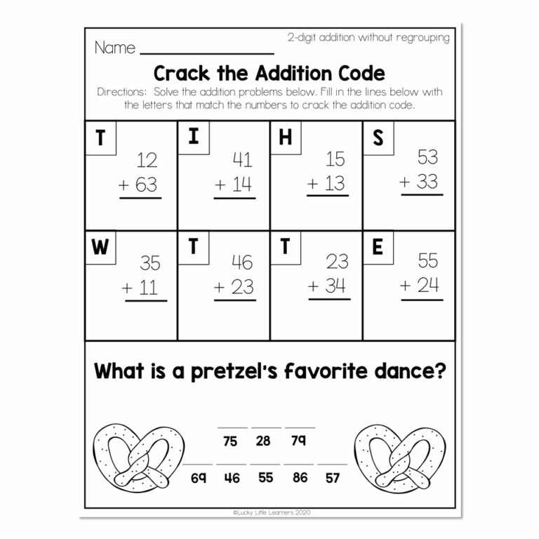2nd Grade Math Worksheets - 2-Digit Addition Without Regrouping - Crack ...