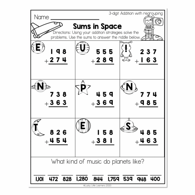 2nd Grade Math Worksheets - 3-Digit Addition With Regrouping - Sums In ...