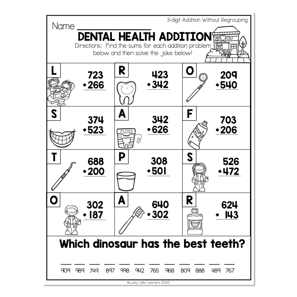 2nd Grade Math Worksheets - 3-Digit Addition Without Regrouping ...