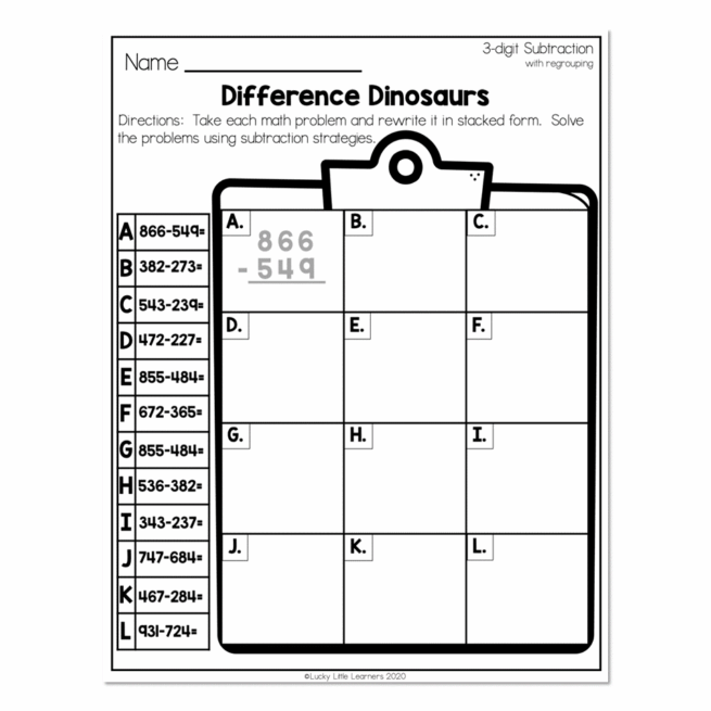 2nd Grade Math Worksheets - 3-Digit Subtraction With Regrouping ...