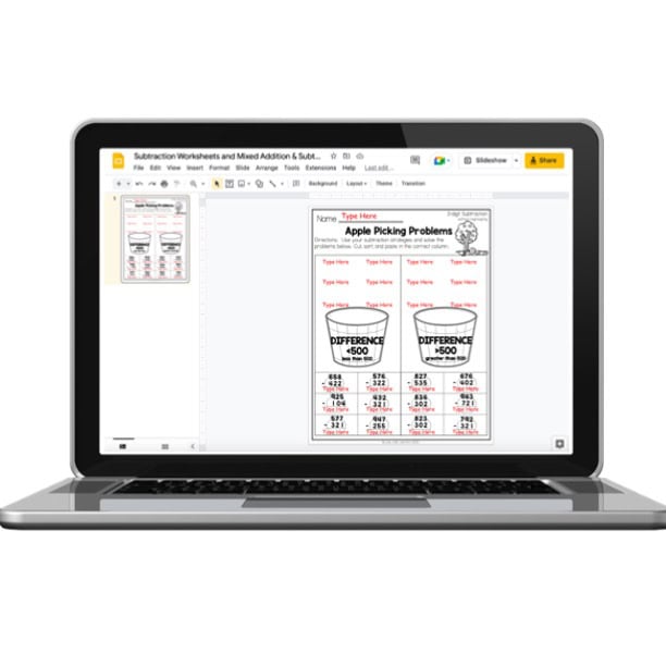 Digital 2nd Grade Math Worksheets - 3-Digit Subtraction Without ...