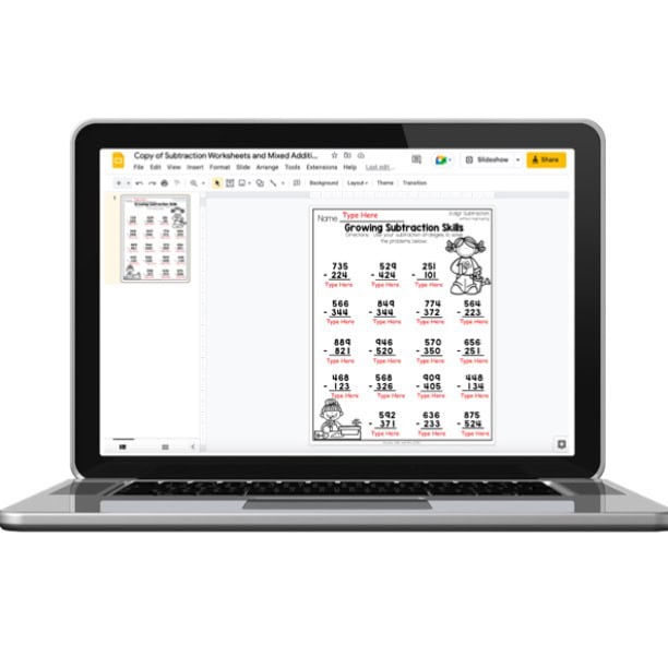 Digital 2nd Grade Math Worksheets - 3-Digit Subtraction Without ...