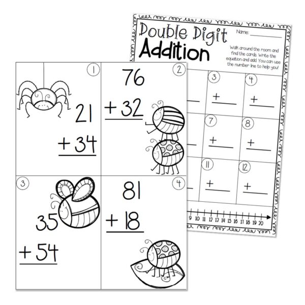 Add Around the Room - Double Digit Addition - Lucky Little Learners