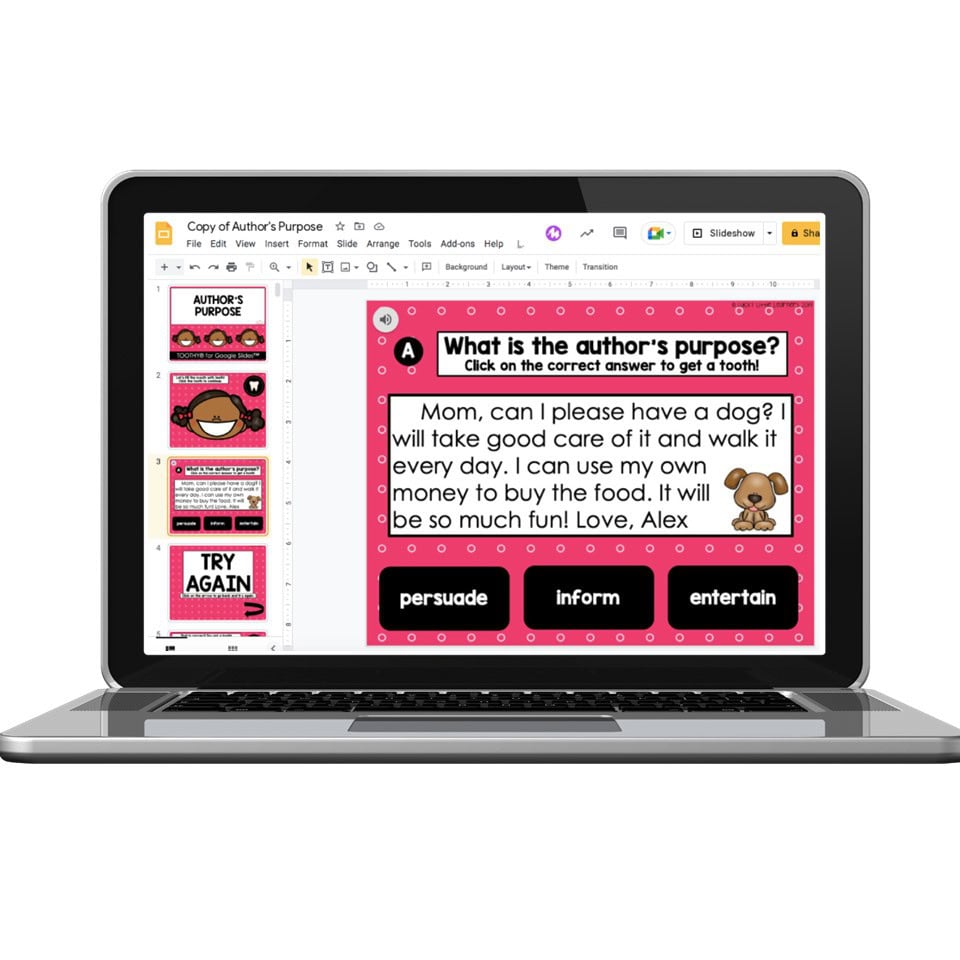 Digital Toothy - Reading Comprehension - 2nd Grade - Author's Purpose ...