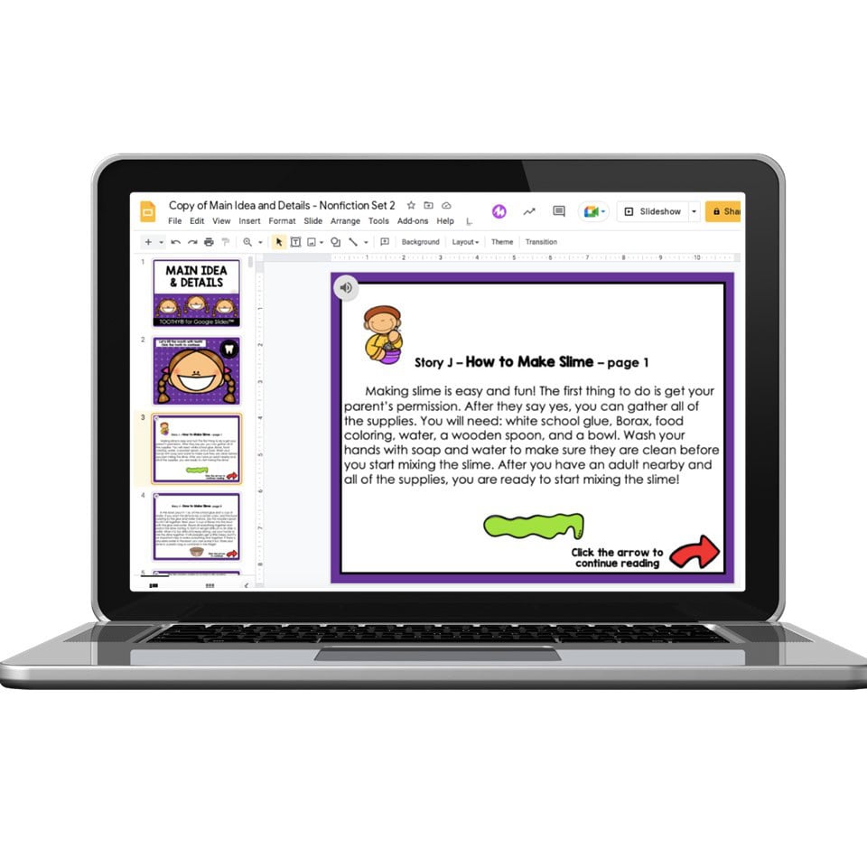 Digital Toothy - Reading Comprehension - 2nd Grade - Main Idea and ...