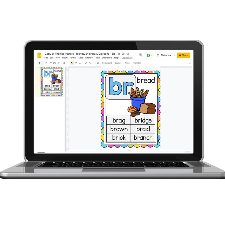 Digital Phonics Posters - Blends - BR - Lucky Little Learners