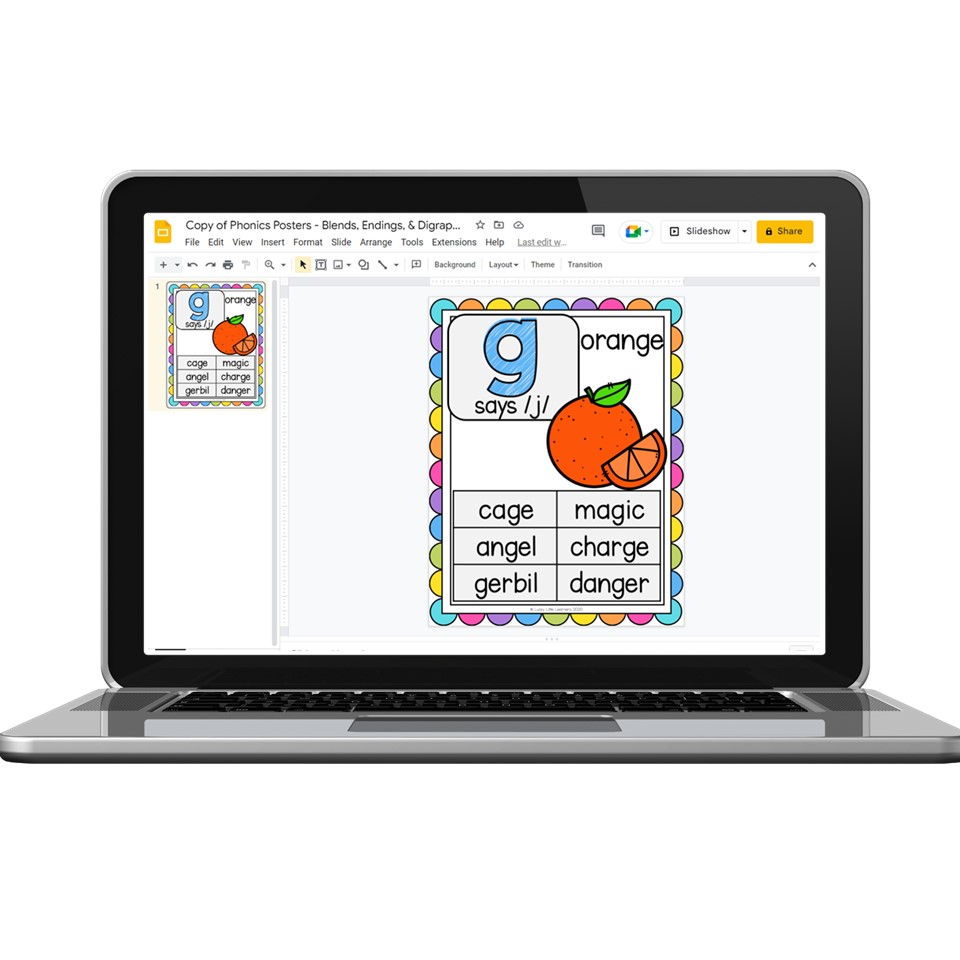 Digital Phonics Posters - Consonants - Soft G - Lucky Little Learners