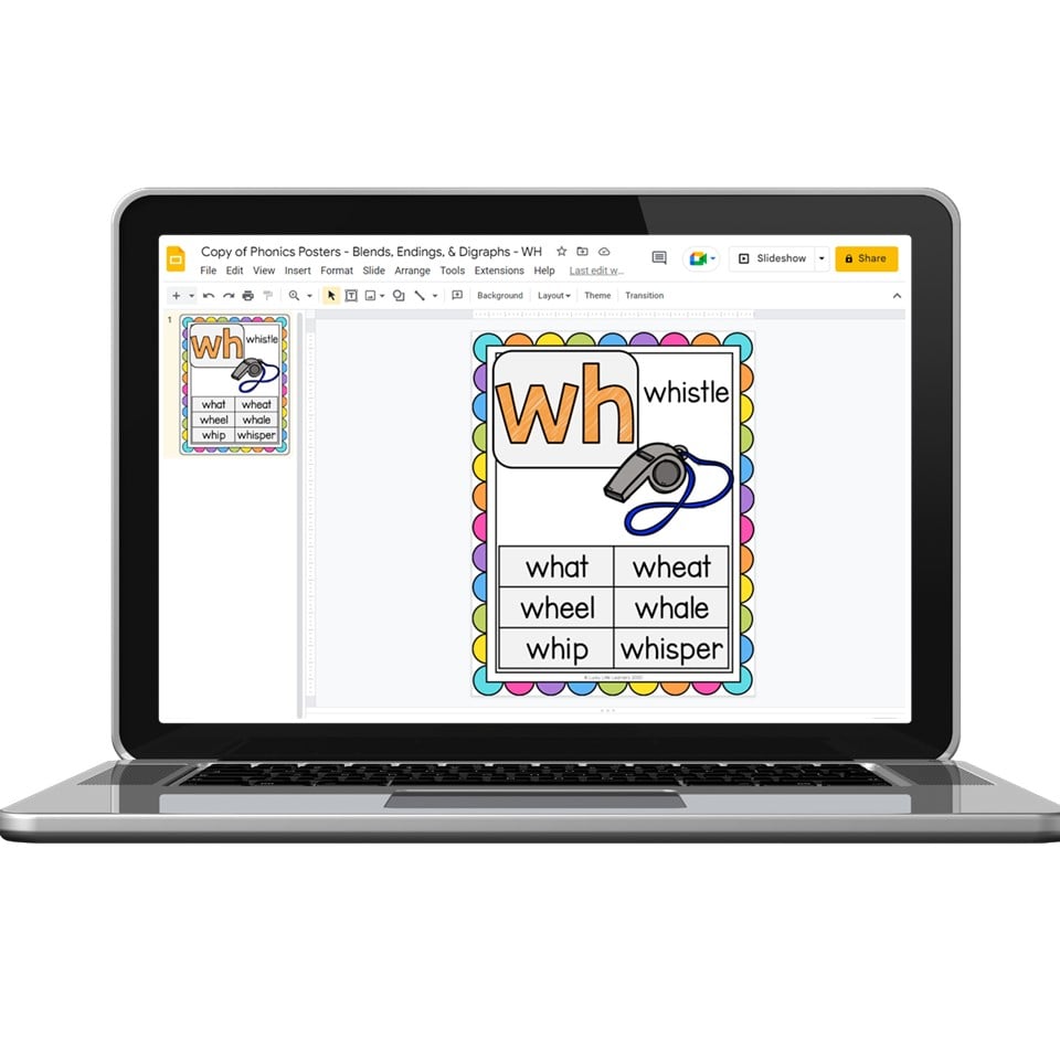 Digital Phonics Posters - Digraphs - WH - Lucky Little Learners