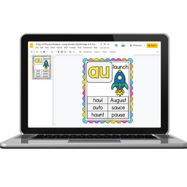 Digital Phonics Posters - Diphthongs - AU - Lucky Little Learners