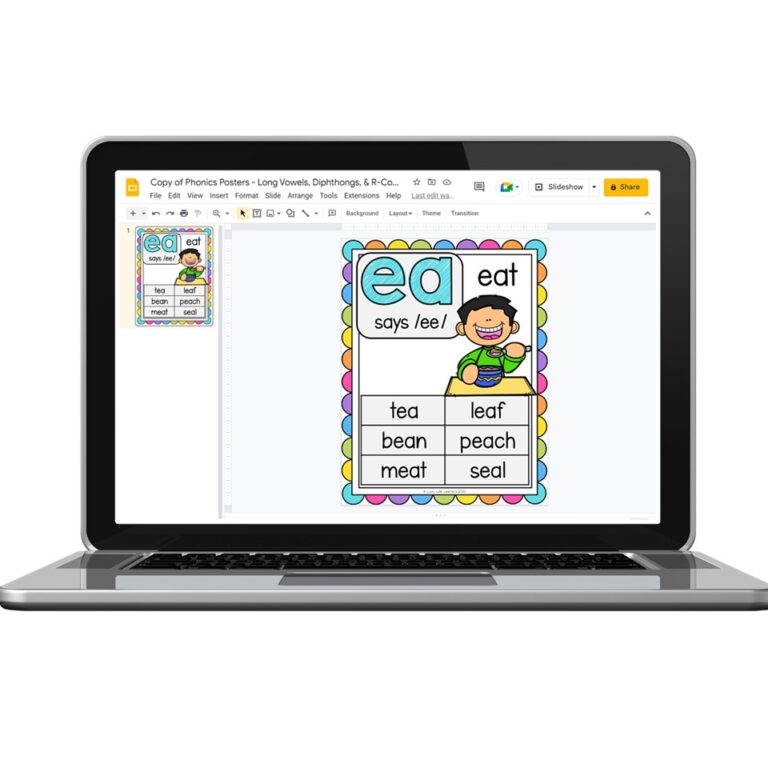 Digital Phonics Posters - Long Vowels - EA (says ee) - Lucky Little ...