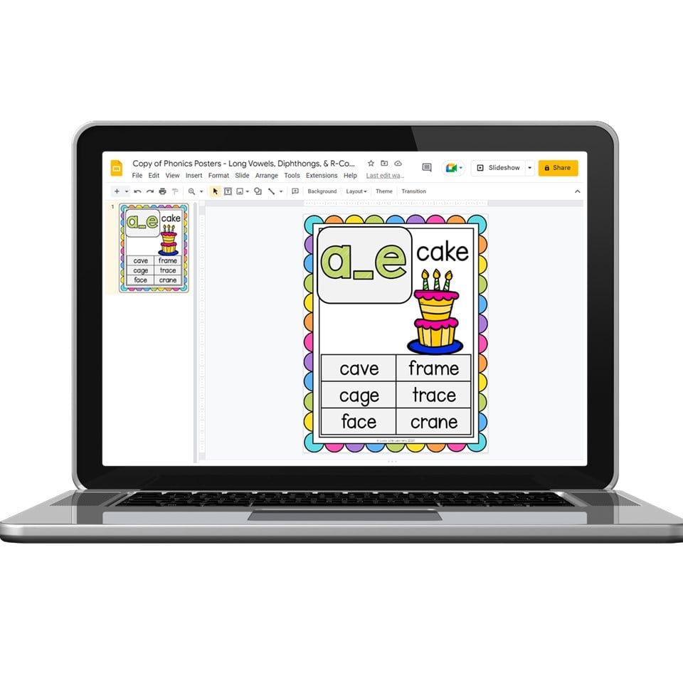 Digital Phonics Posters - Long Vowels - Long A Silent e - Lucky Little ...