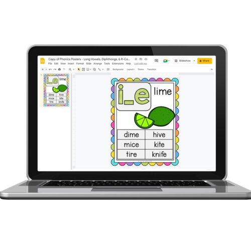 Digital Phonics Posters - Long Vowels - Long I Silent e - Lucky Little ...