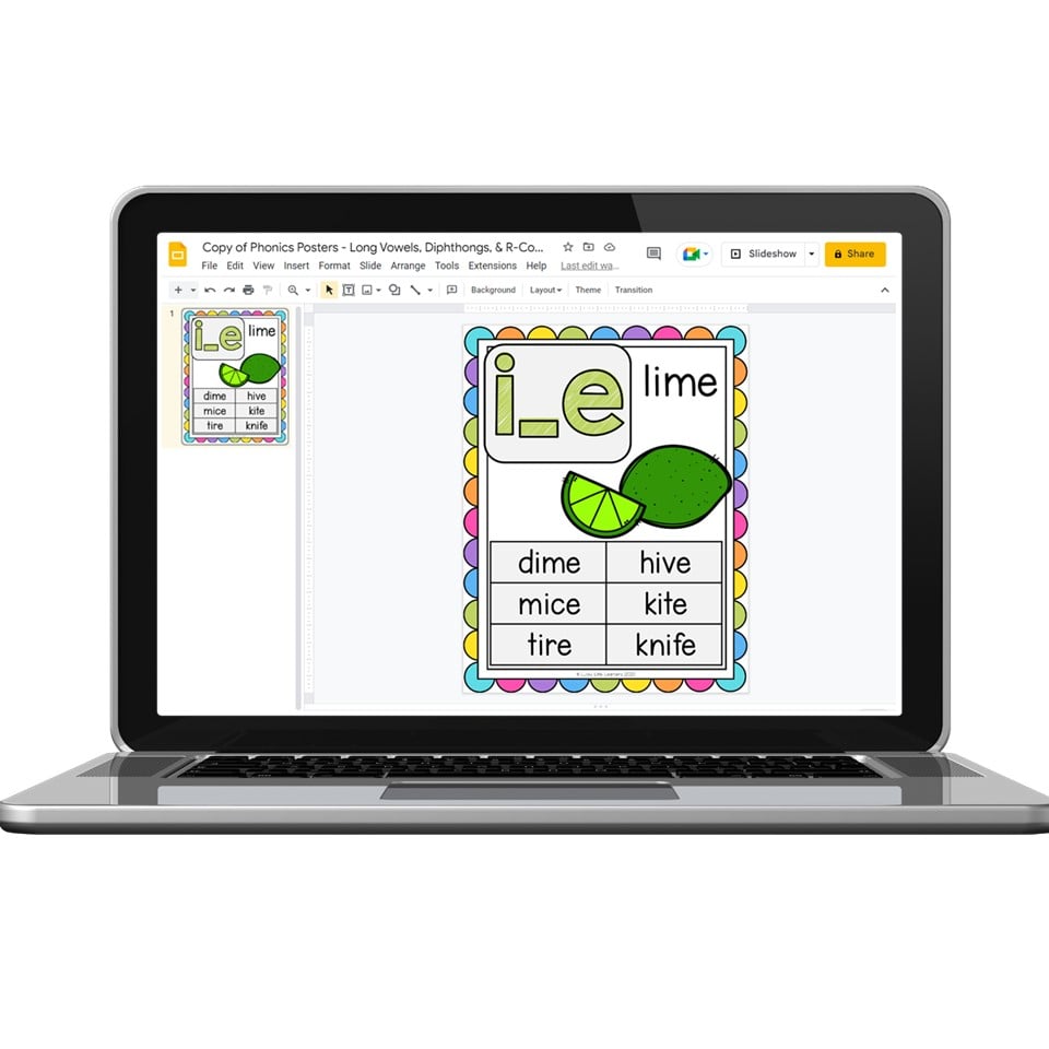 Digital Phonics Posters - Long Vowels - Long I Silent e - Lucky Little ...