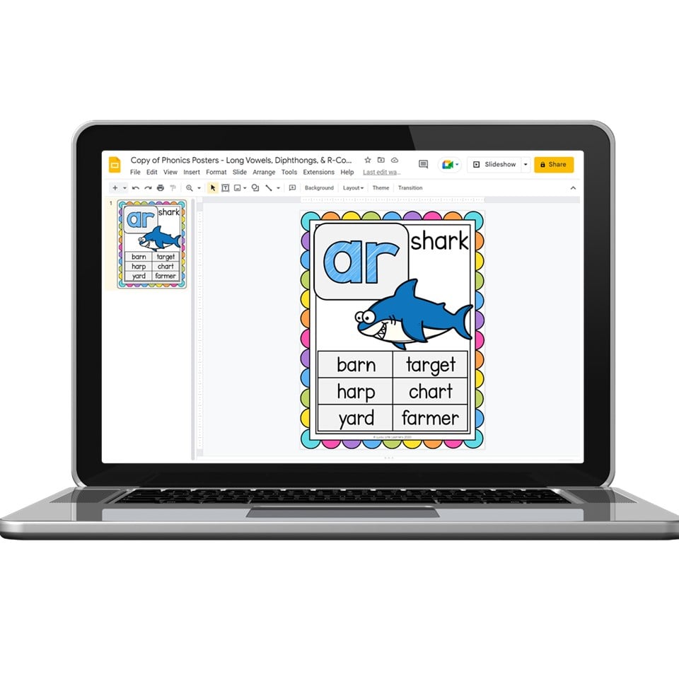 Digital Phonics Posters - R-Controlled Vowels - AR - Lucky Little Learners