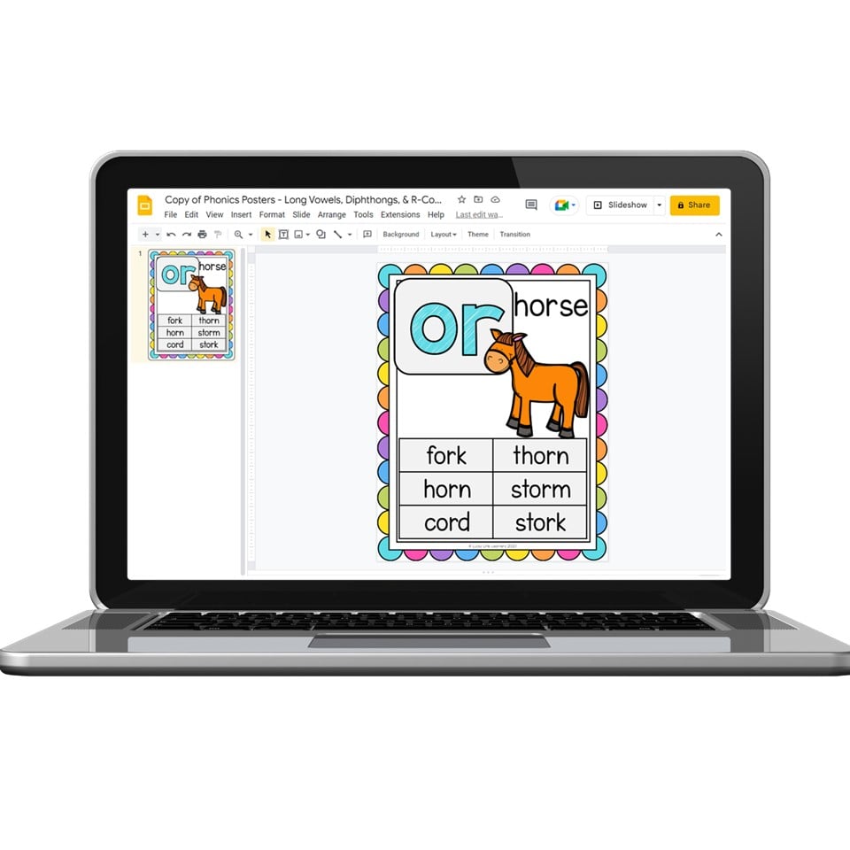 Digital Phonics Posters - R-Controlled Vowels - OR - Lucky Little Learners