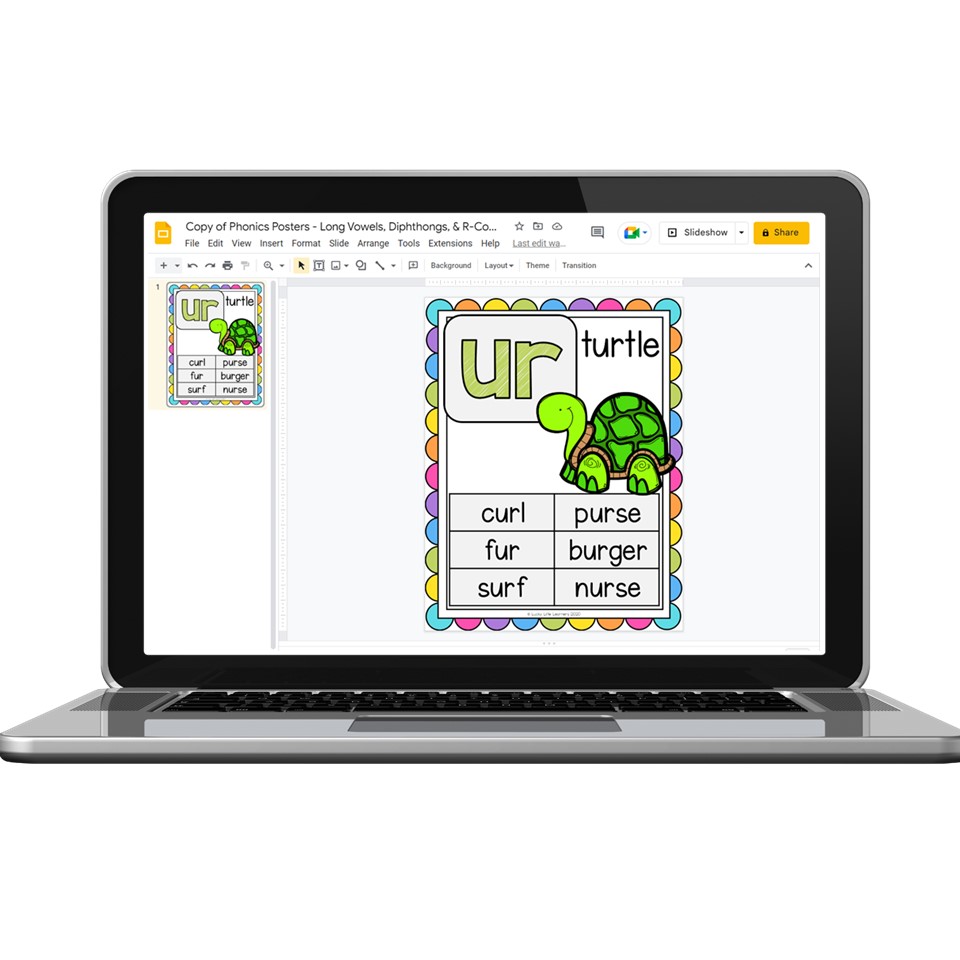 Digital Phonics Posters - R-Controlled Vowels - UR - Lucky Little Learners