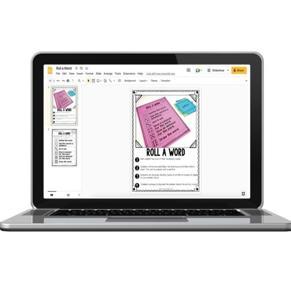 Digital Vocabulary Activities - Roll a Word - Lucky Little Learners