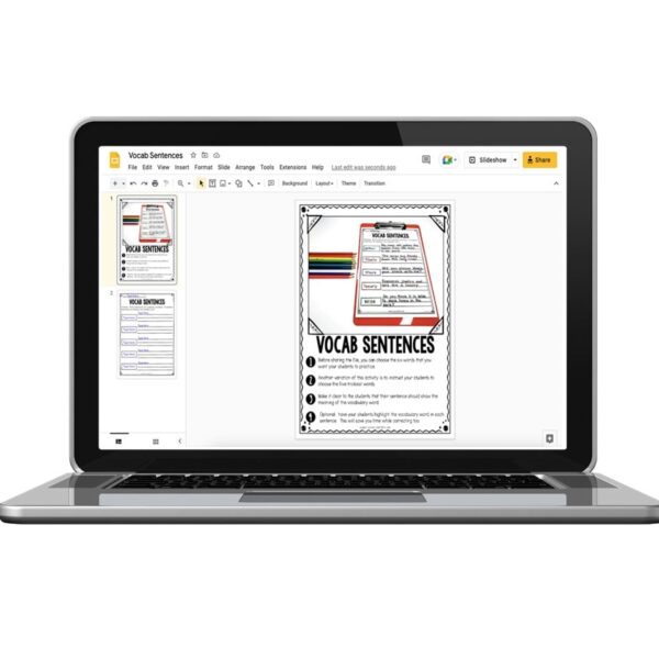 Digital Vocabulary Activities - Vocab Sentences - Lucky Little Learners