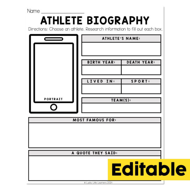 Editable Basketball Transformation - Writing - Athlete Biography ...