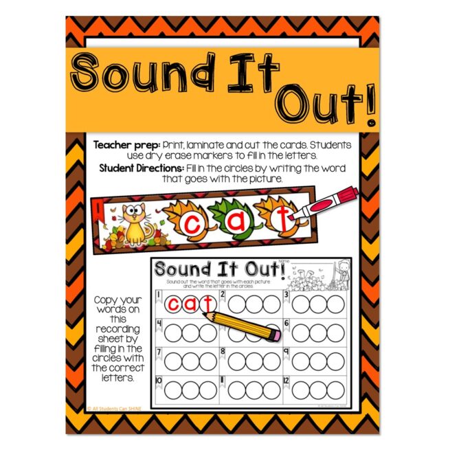 Fall Centers - Literacy - Sound It Out - Lucky Little Learners