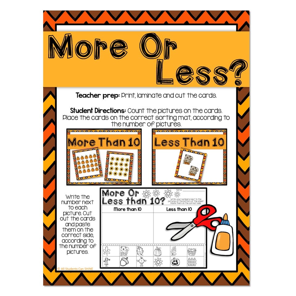 Fall Centers - Math - More or Less - Lucky Little Learners