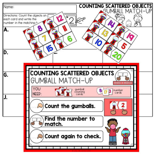 Kindergarten Math Center - May - Counting Scattered Objects - Counting ...