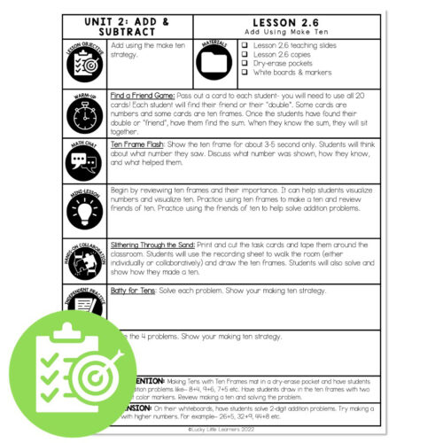 Lucky to Learn Math - Add Using Make Ten - Lesson 2.6 - Lesson Plan ...