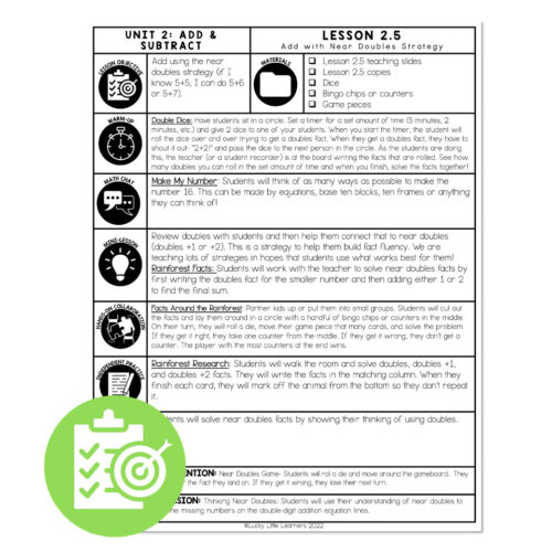 Lucky to Learn Math - Add with Near Doubles - Lesson 2.5 - Lesson Plan ...