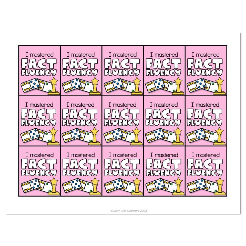 Lucky to Learn Math - Fact Fluency - Unit 2 - Brag Tag - Lucky Little ...