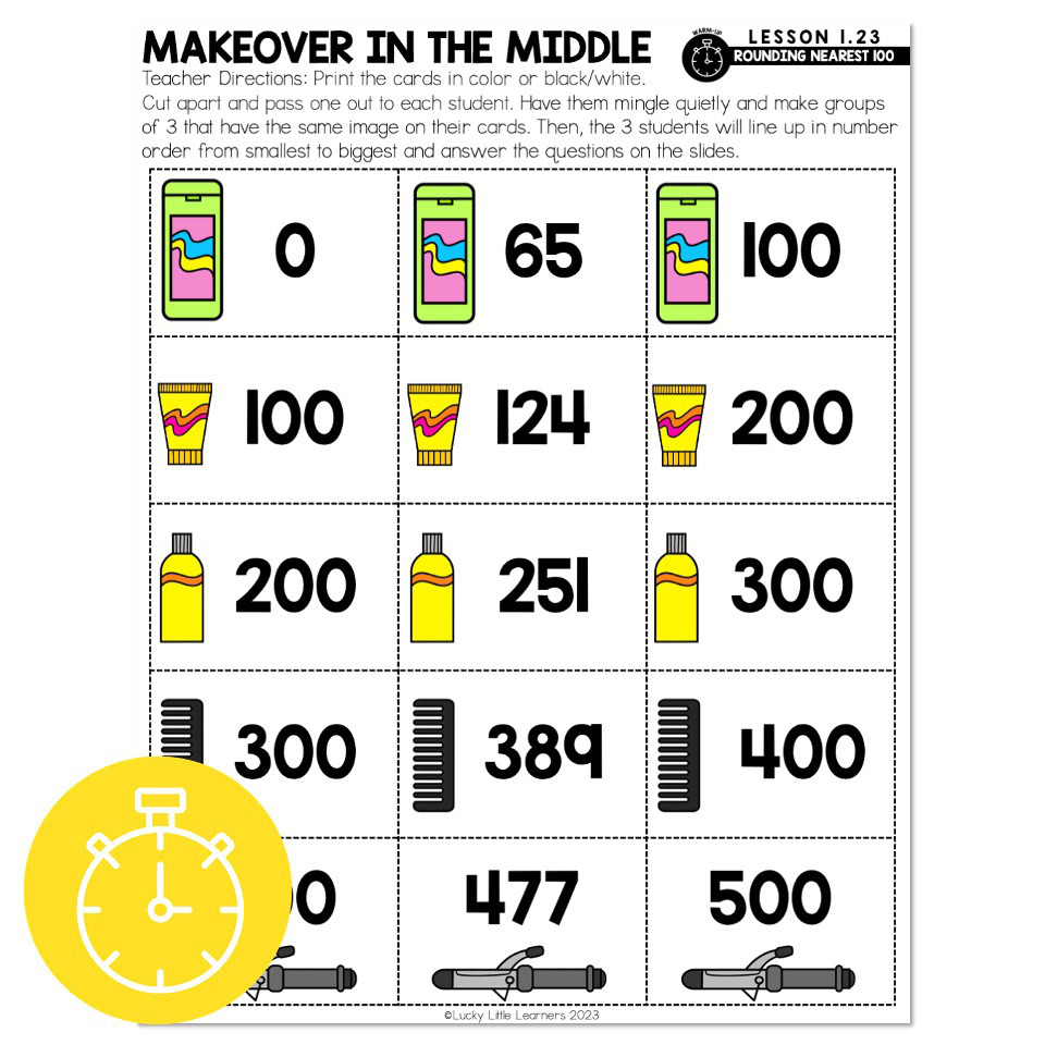 Lucky to Learn Math - Lesson 1.23 - Rounding Nearest Hundred - Warm Up - Makeover in the Middle ...