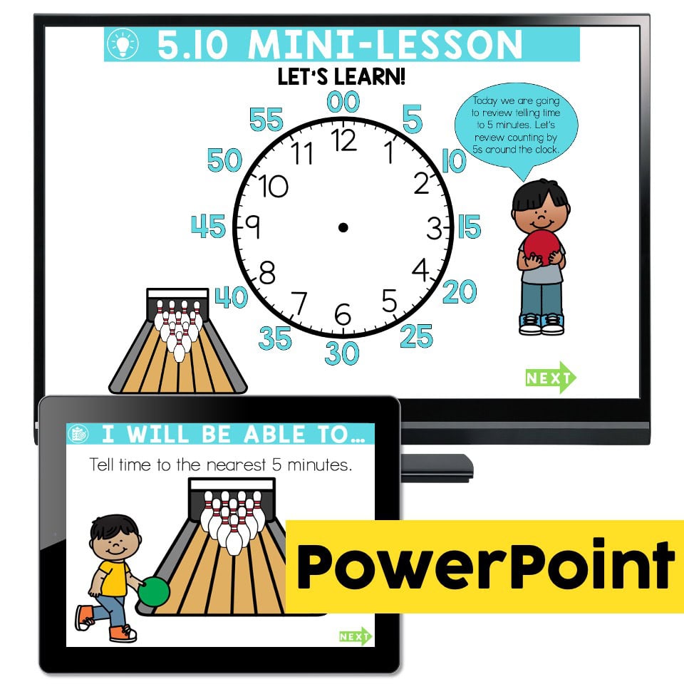 Lucky to Learn Math - Lesson 5.10 - Time to 5 Minutes - Teaching Slides ...