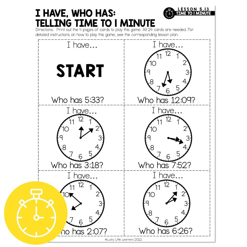 Lucky to Learn Math - Lesson 5.13 - Time to 1 Minute - Warm-Up - I Have ...