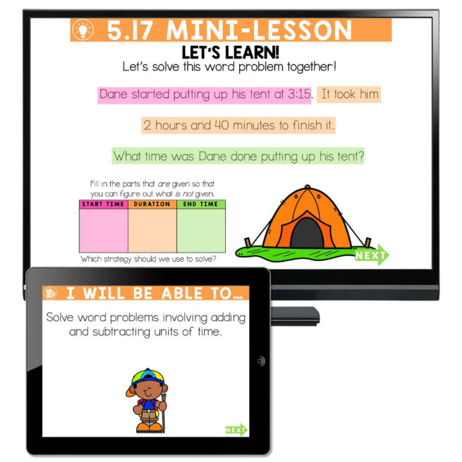 Lucky to Learn Math - Lesson 5.17 - Time Word Problems - Teaching ...