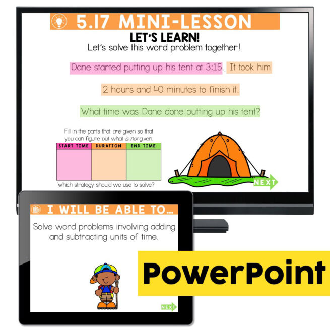 Lucky to Learn Math - Lesson 5.17 - Time Word Problems - Teaching ...