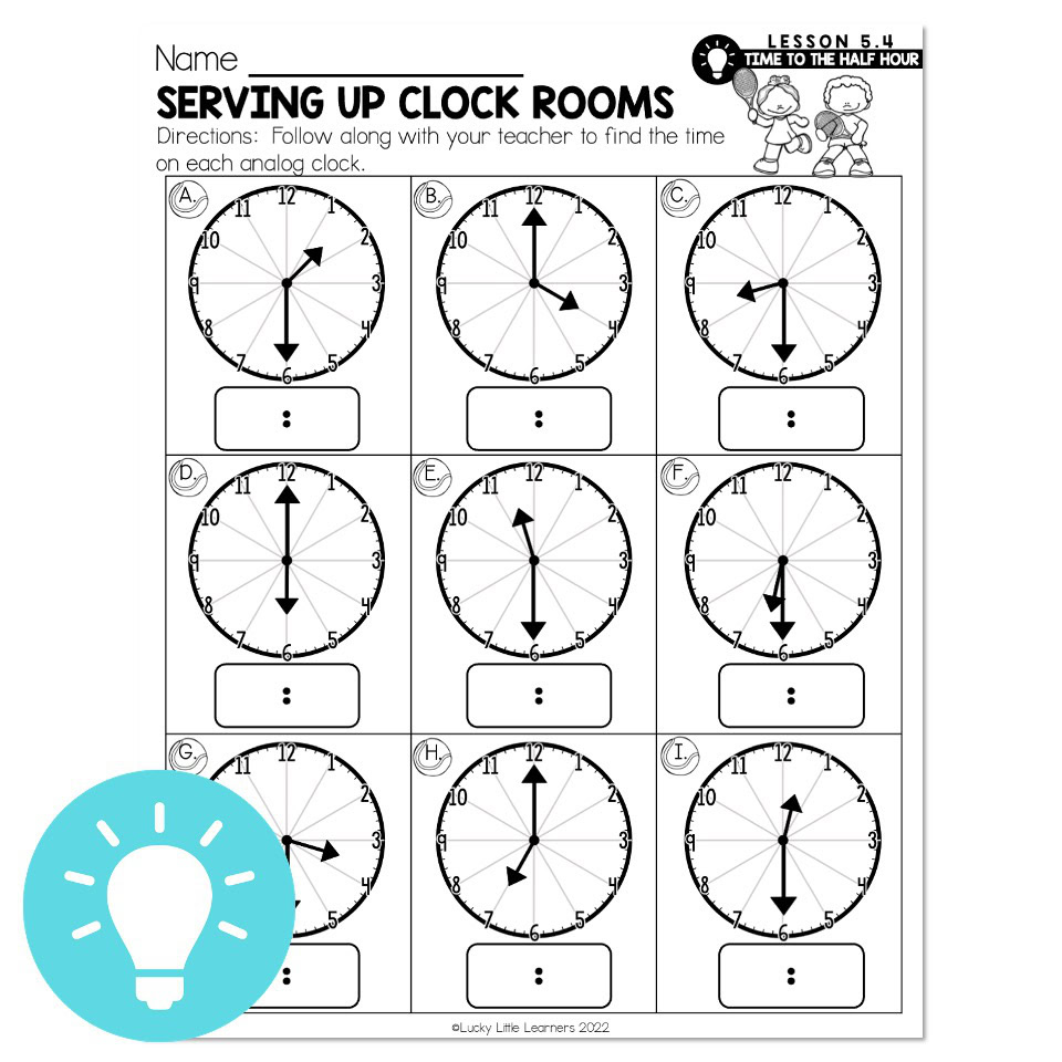 Lucky to Learn Math - Lesson 5.4 - Time to the Half Hour - Mini Lesson ...