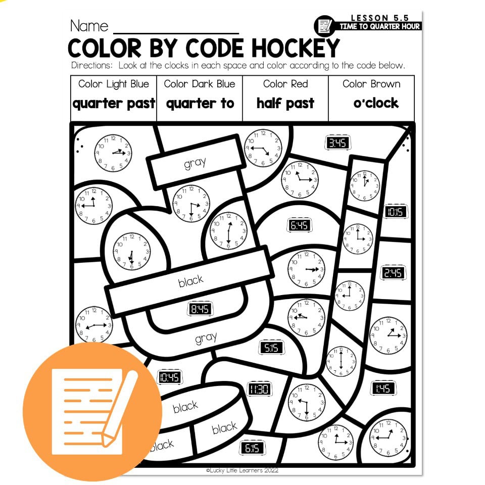 Lucky to Learn Math - Lesson 5.5 - Time to the Quarter Hour ...