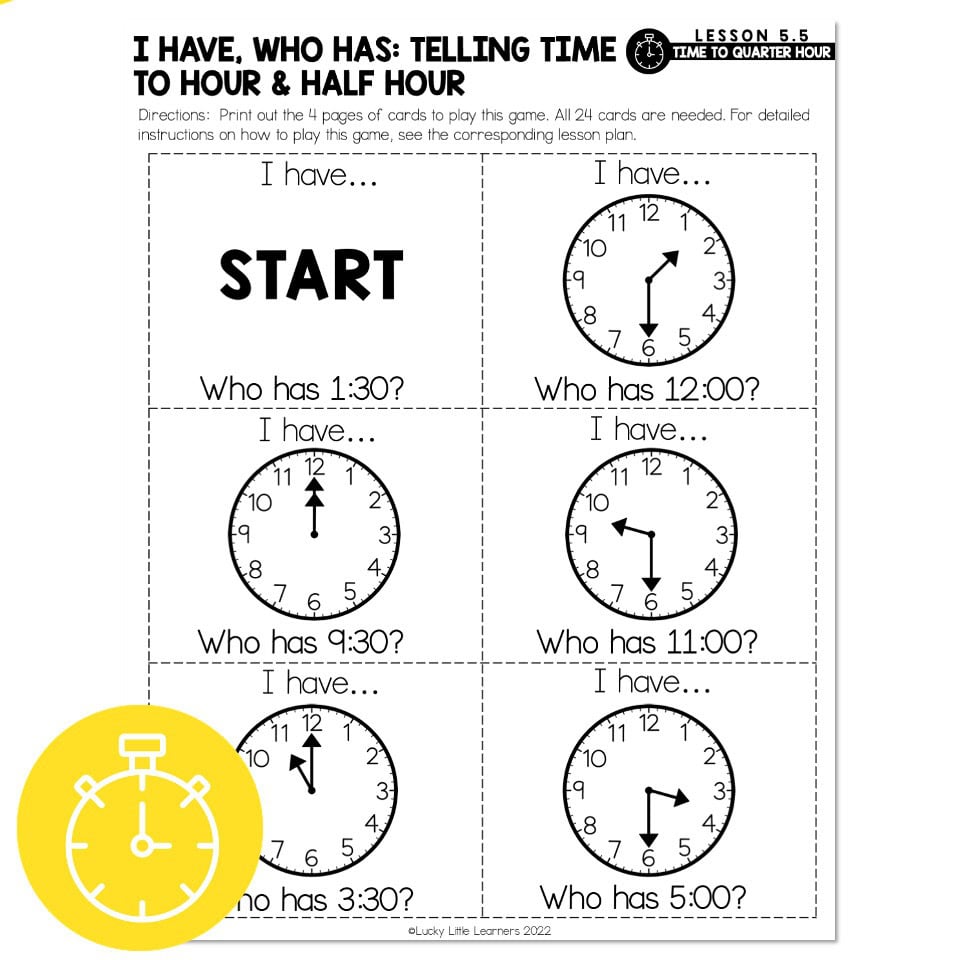 Lucky to Learn Math - Lesson 5.5 - Time to the Quarter Hour - Warm Up ...