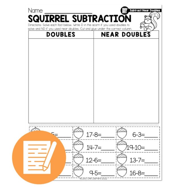 Lucky to Learn Math - Subtract Near Doubles - Lesson 2.16 - Independent ...