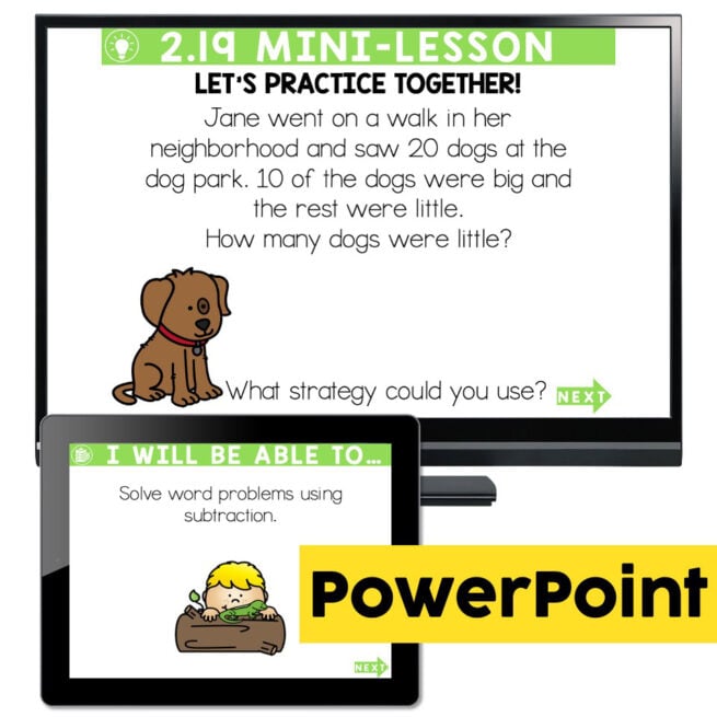 Lucky to Learn Math - Subtraction Word Problems - Lesson 2.19 ...