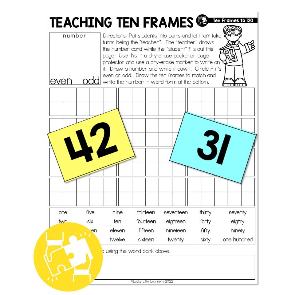 Lucky to Learn Math - Ten Frames to 120 - Lesson 1.4 - Collaboration ...
