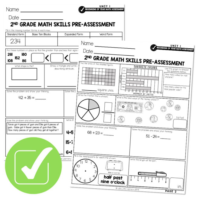 Lucky to Learn Math - Unit 1 - Beginning of Year Pre-Assessment - Lucky ...