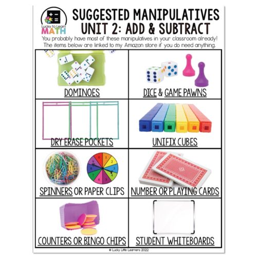 Lucky to Learn Math - Unit 2 - Manipulative Lists - Lucky Little Learners
