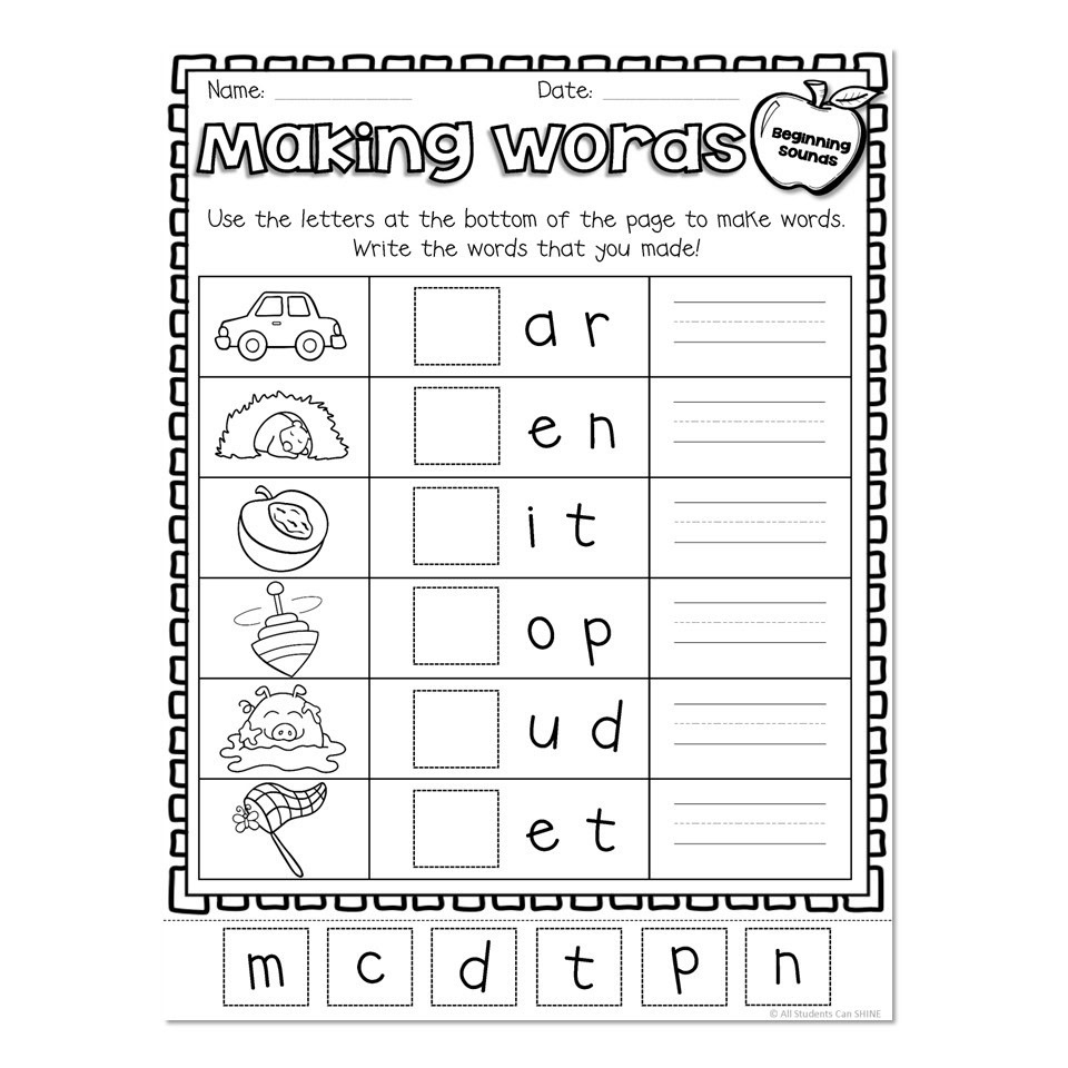 Making Words - Beginning Sounds - Lucky Little Learners
