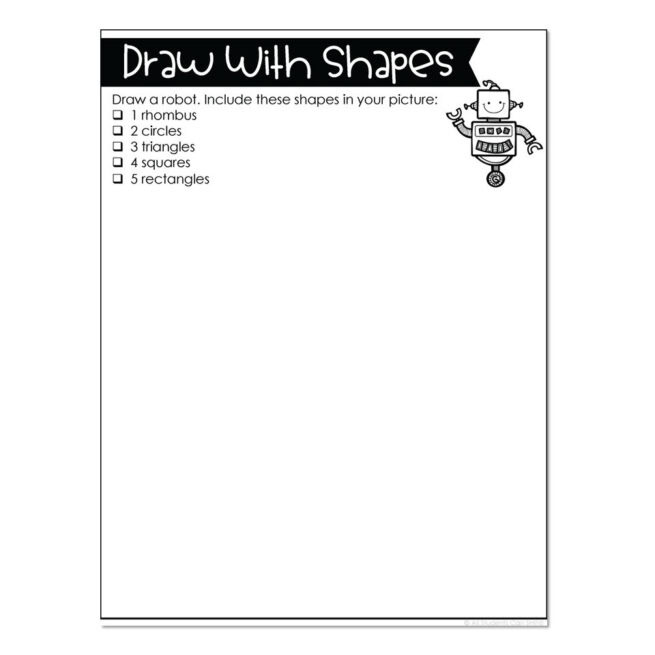 Math Printables - Draw With Shapes - Lucky Little Learners
