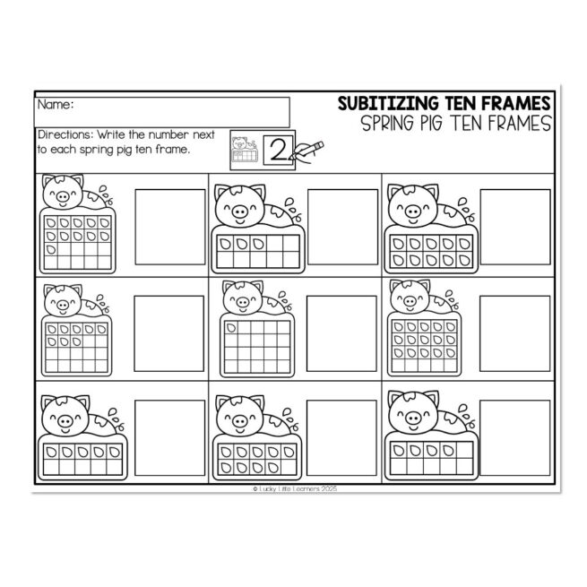 Math Worksheet - May - Subitizing Ten Frames - Spring Pic Ten Frames ...