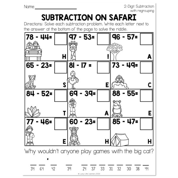 Math Worksheets - 2-Digit Subtraction with Regrouping - Subtraction on ...
